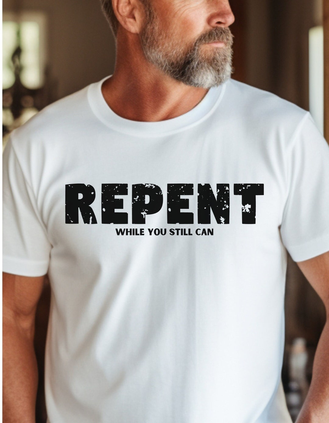 Repent Shirt for Men, "repent" Written in Grunge Black Font With ...