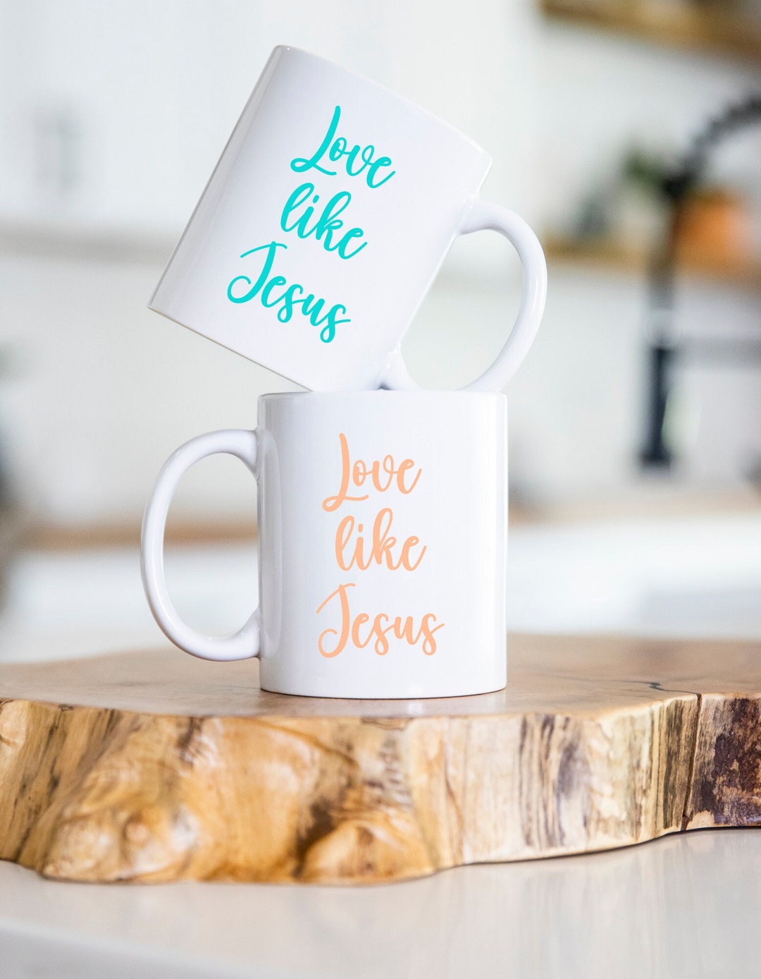 Love Like Jesus Mug, 20 Oz Jumbo White Ceramic Mug With Teal Words on ...