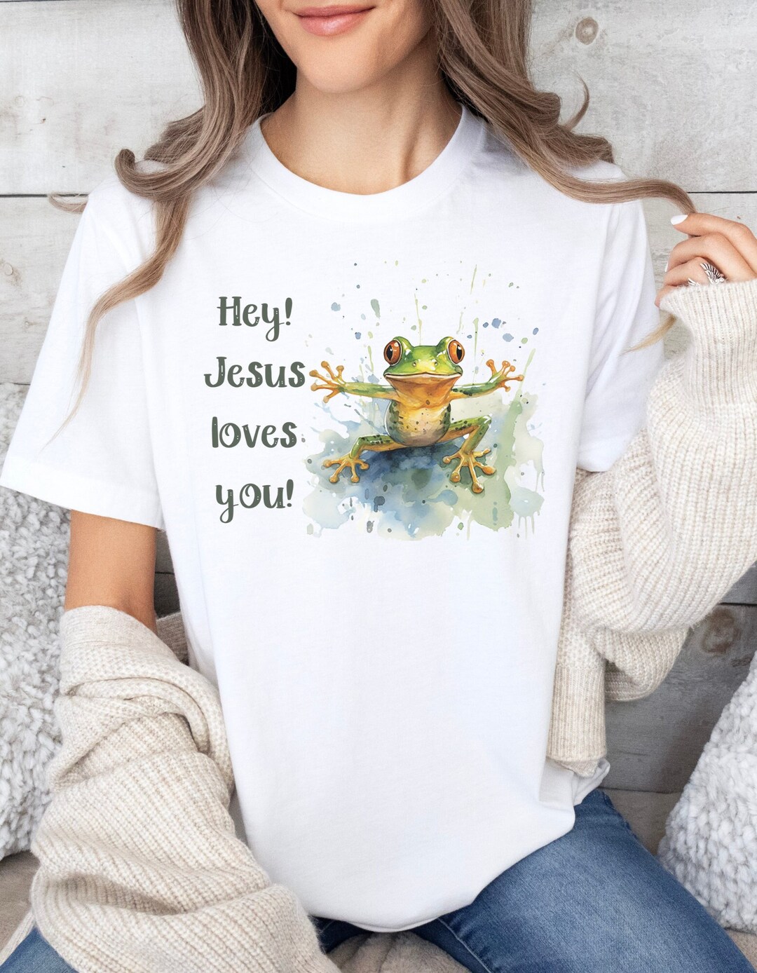 Christian Frog Shirts for Women, Jesus Loves You T-shirt for Female ...