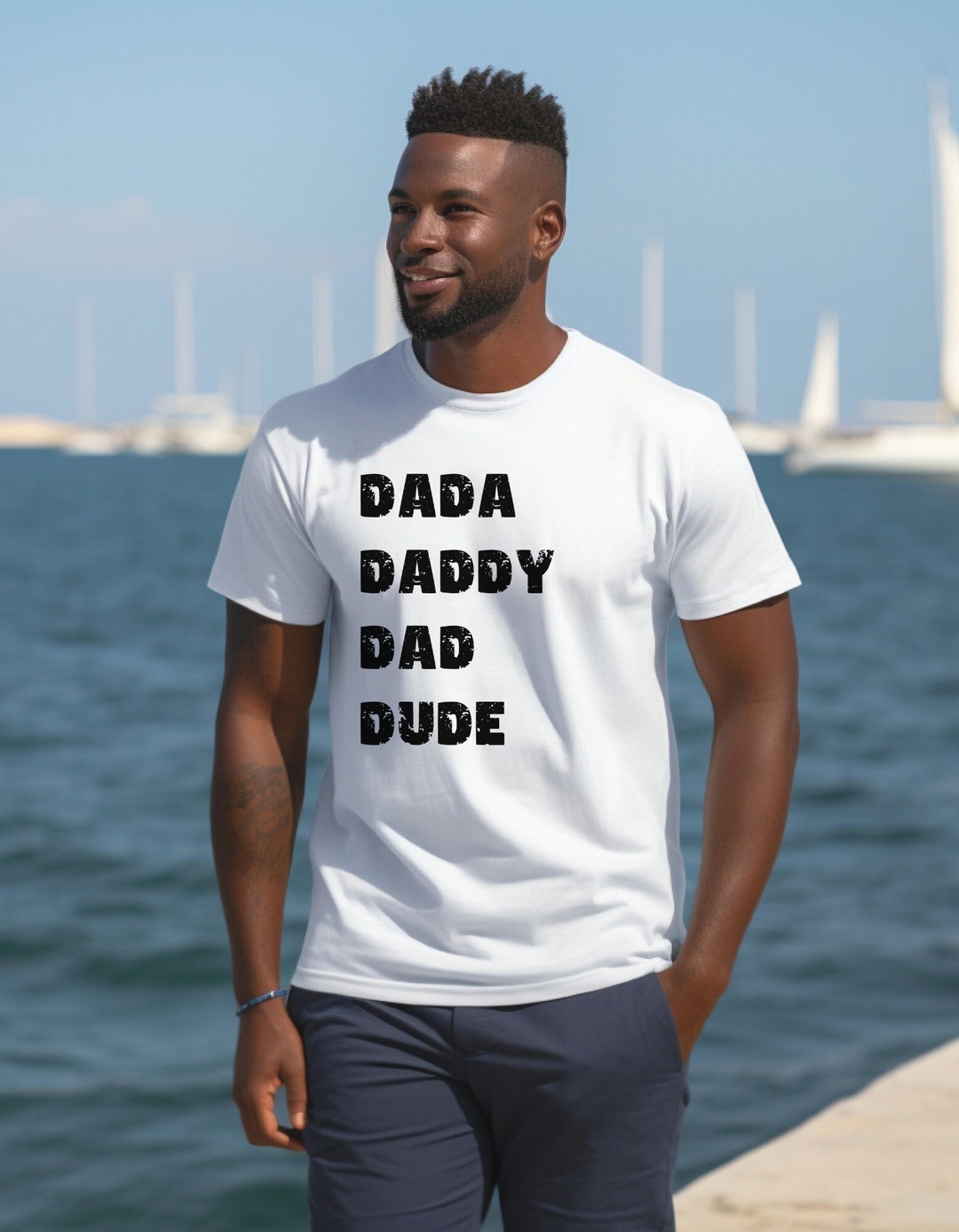 Dada Daddy Dad Dude Shirt for Men, Black Color Grunge Font T-shirt for ...