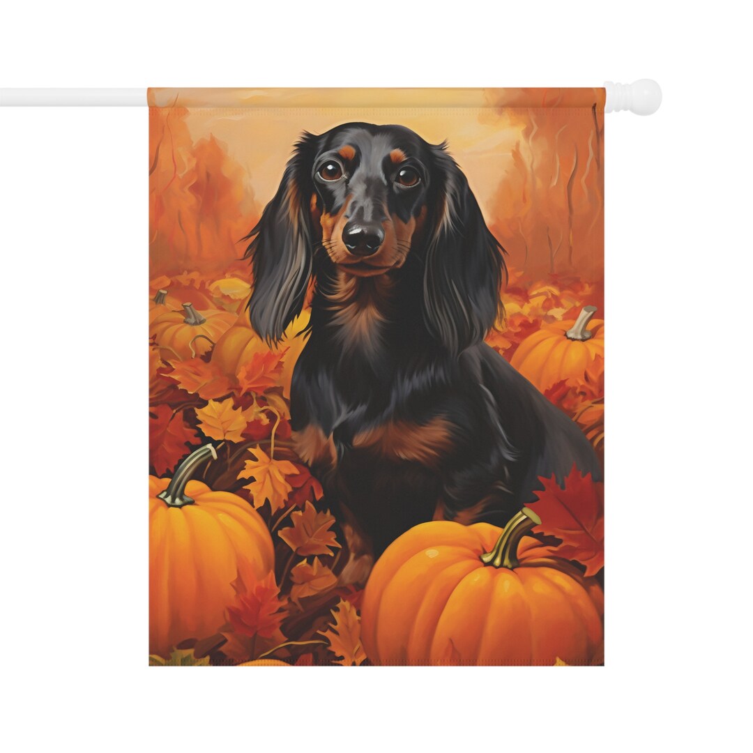 Longhaired Dachshund Fall Flag - Gift for Dog Mom Dad or Dog Lover ...