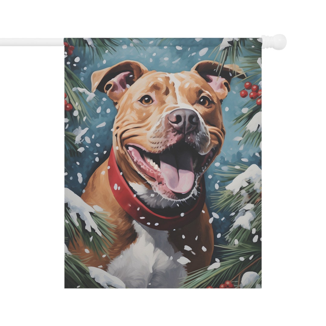Pitbull Terrier Winter Flag - Gift for Dog Mom Dad or Dog Lover ...