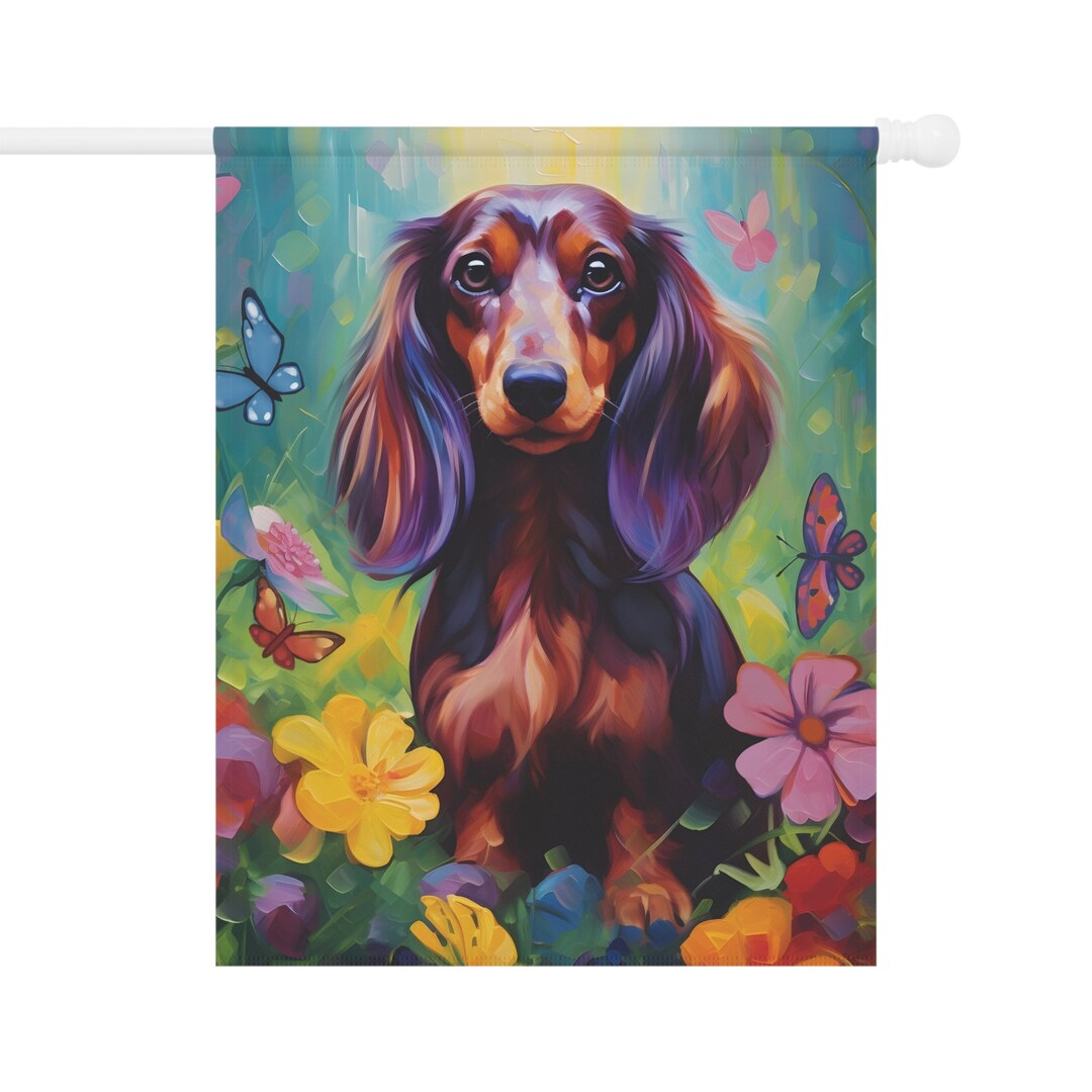 Longhaired Dachshund Garden Flag - Gift for Dog Mom Dad or Dog Lover ...