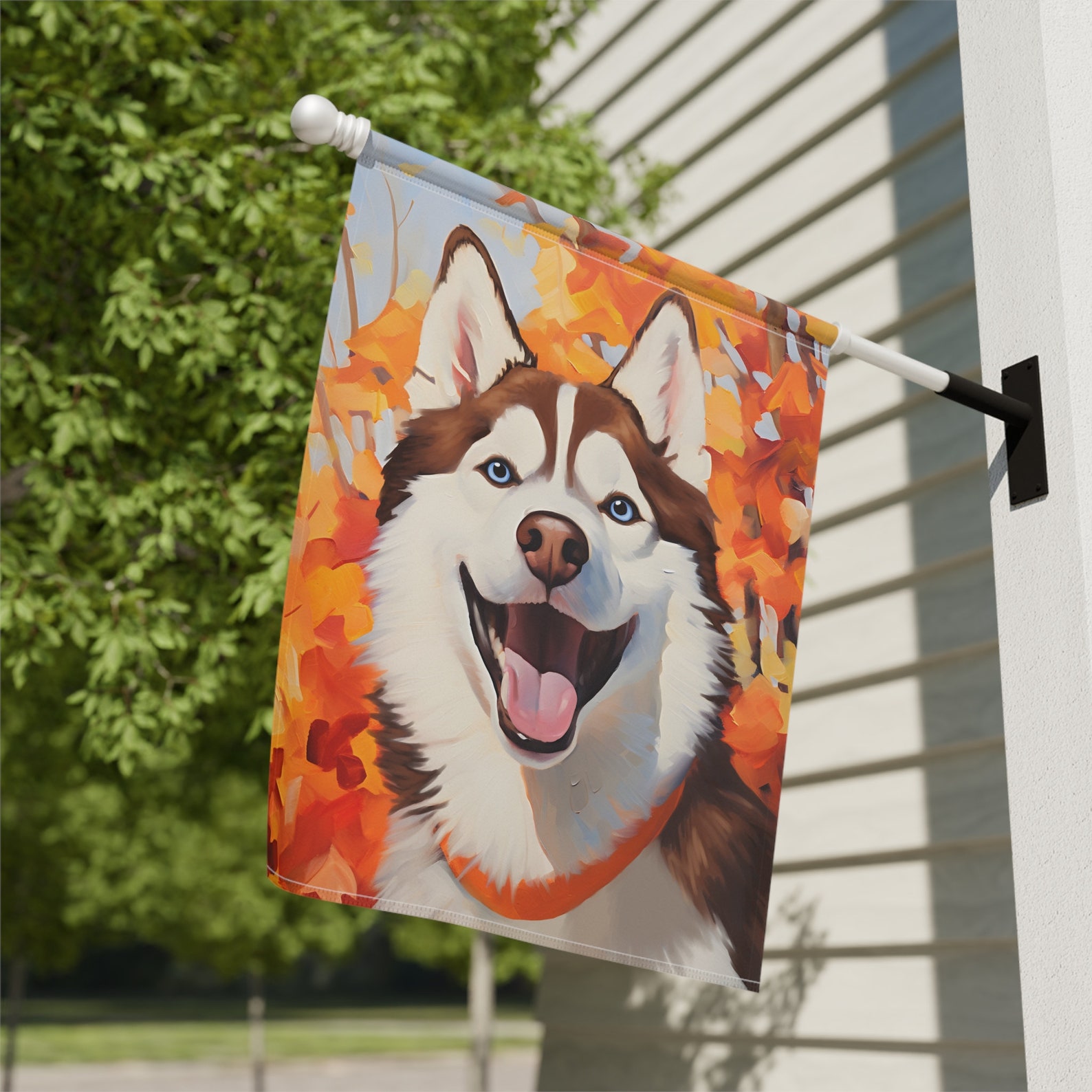 Red Siberian Husky Fall Flag - Gift for Dog Mom Dad Grandma ...