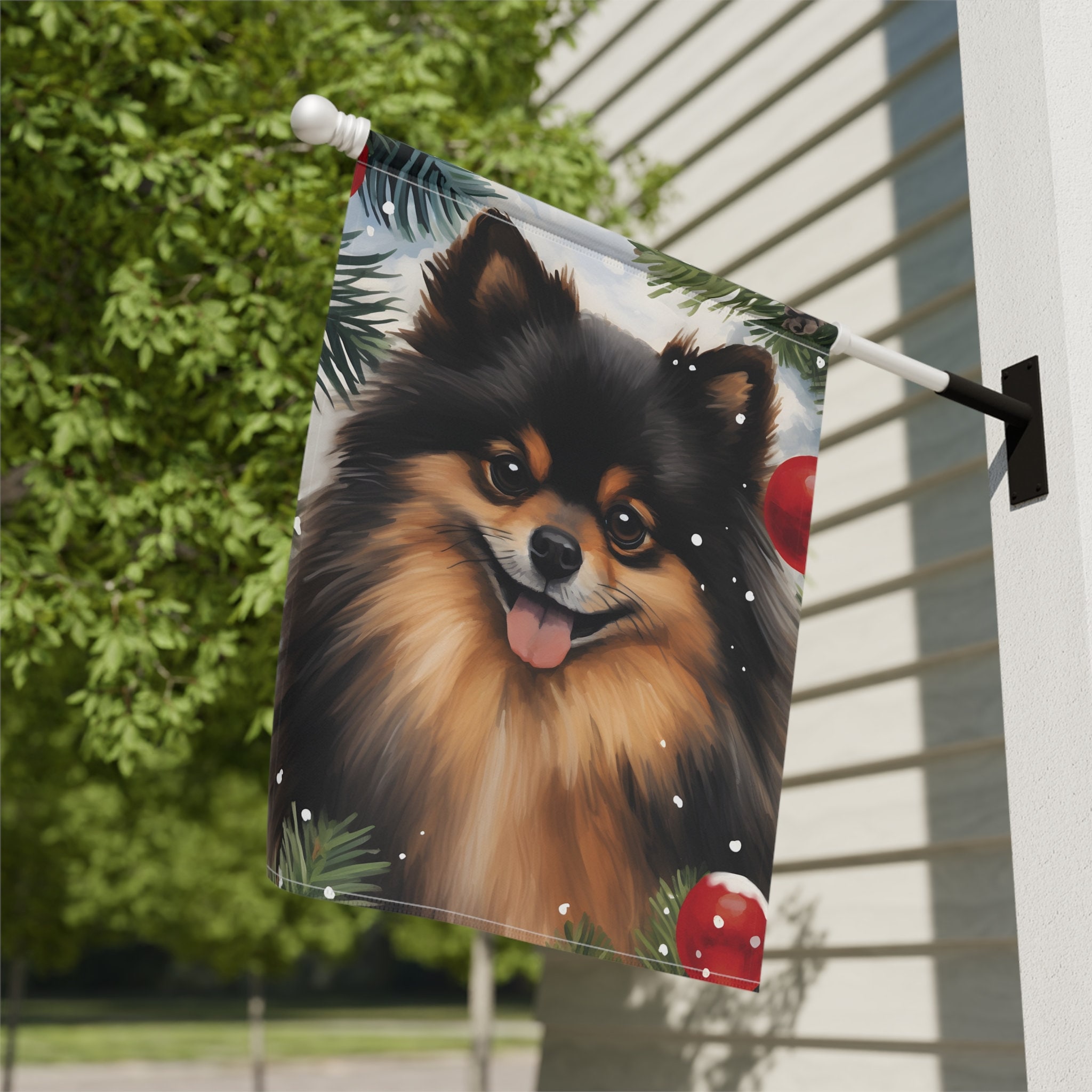Black Tan Pomeranian Flag Gift for Pom Mom Dad or Dog Lover Christmas ...
