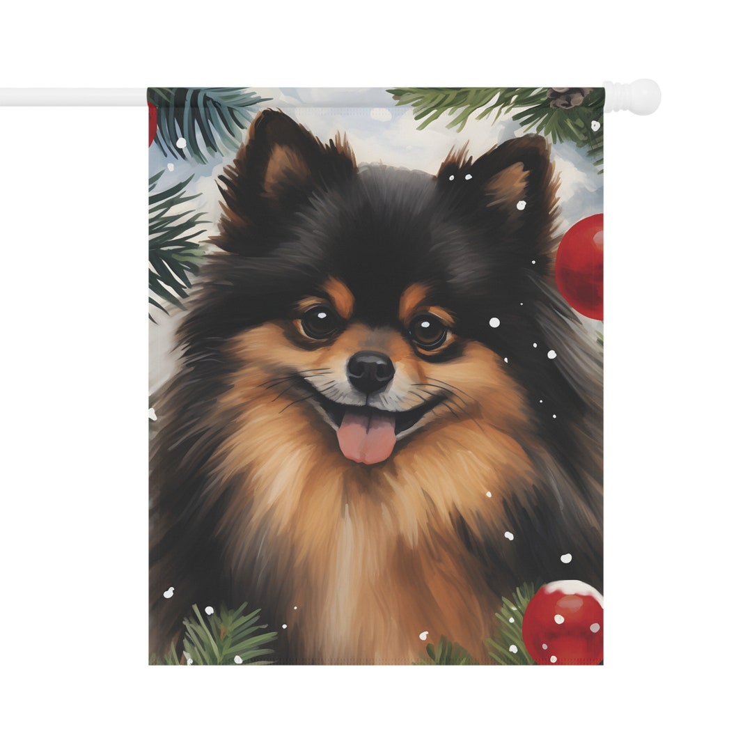 Black Tan Pomeranian Flag - Gift for Pom Mom Dad or Dog Lover Christmas ...