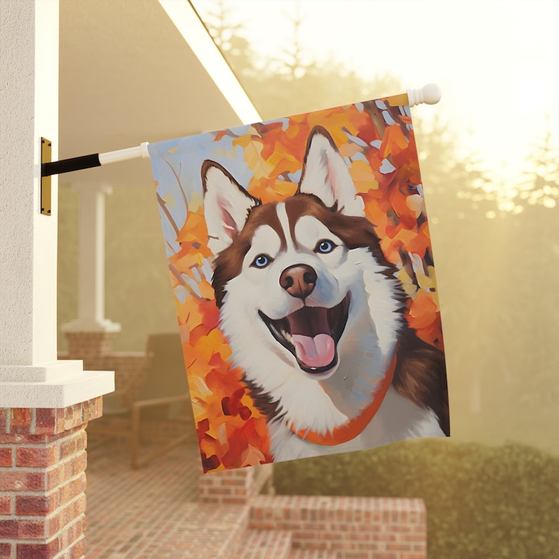 Red Siberian Husky Fall Flag - Gift for Dog Mom Dad Grandma ...