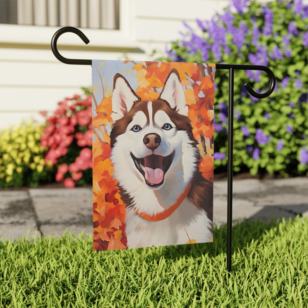 Red Siberian Husky Fall Flag - Gift for Dog Mom Dad Grandma ...