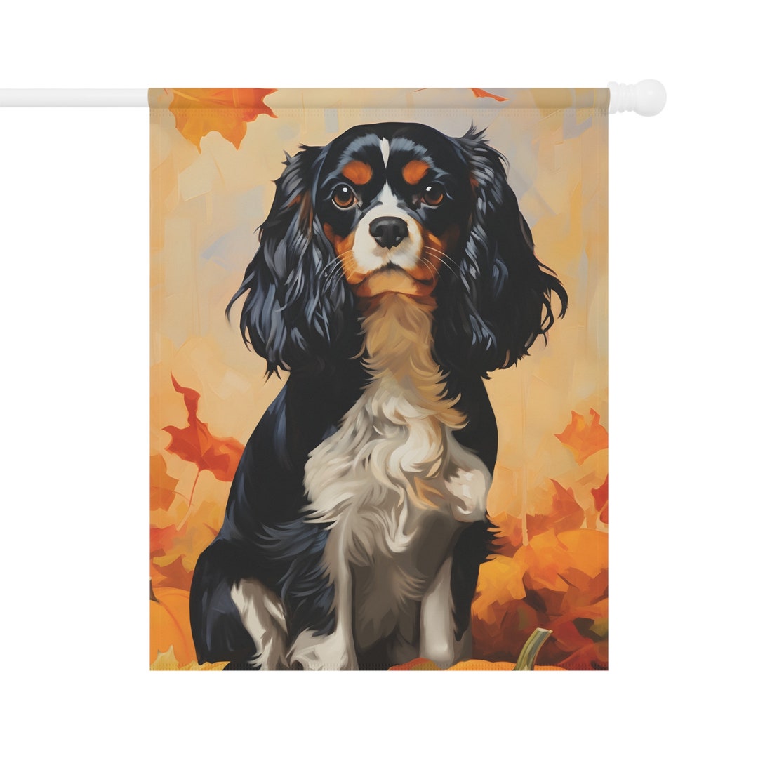 Tricolor Cavalier King Charles Spaniel Flag - Dog Mom Dad Birthday Gift ...