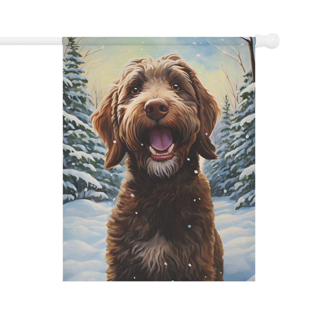 Chocolate Labradoodle Winter Flag - Gift for Dog Mom Dad Christmas ...