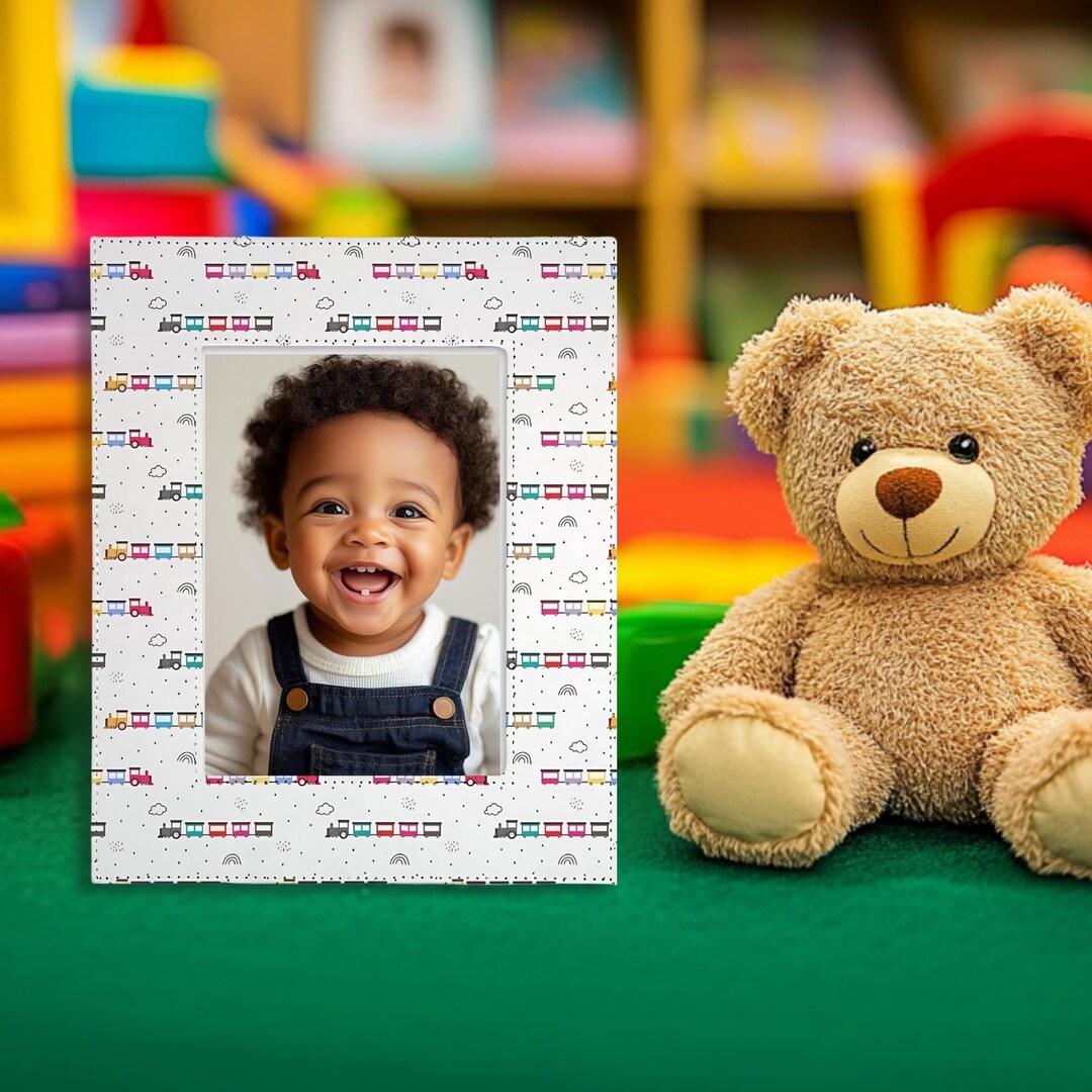 Train Theme 5x7 Picture Frame Picture Frame for Baby Boy Unique Frame ...