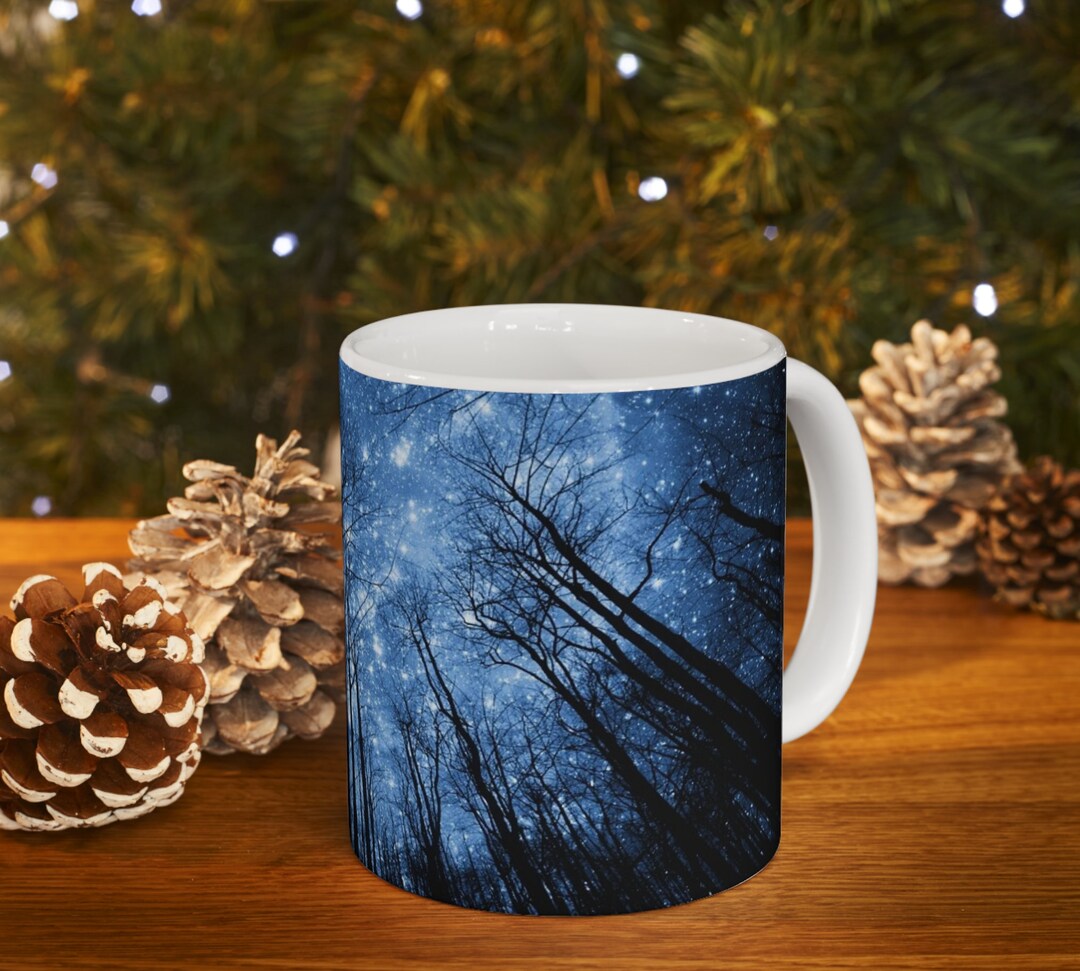 Pine Trees Mug,beautiful Snowy Pine Forest Mug,watercolor Evergreen ...