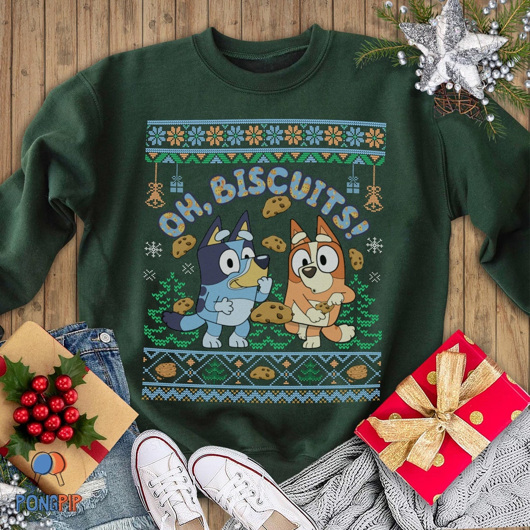 Bluey Oh Biscuits Ugly Christmas Shirt Bluey Bingo Xmas - Etsy
