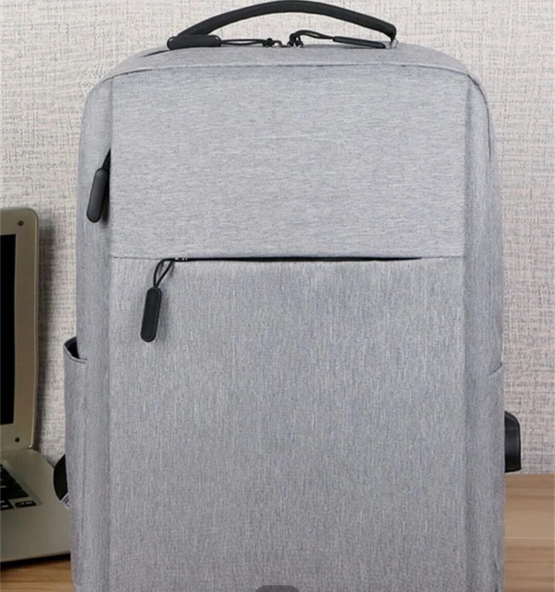 Grey Laptop Backpack Preppy USB Charging Port Waterproof for - Etsy
