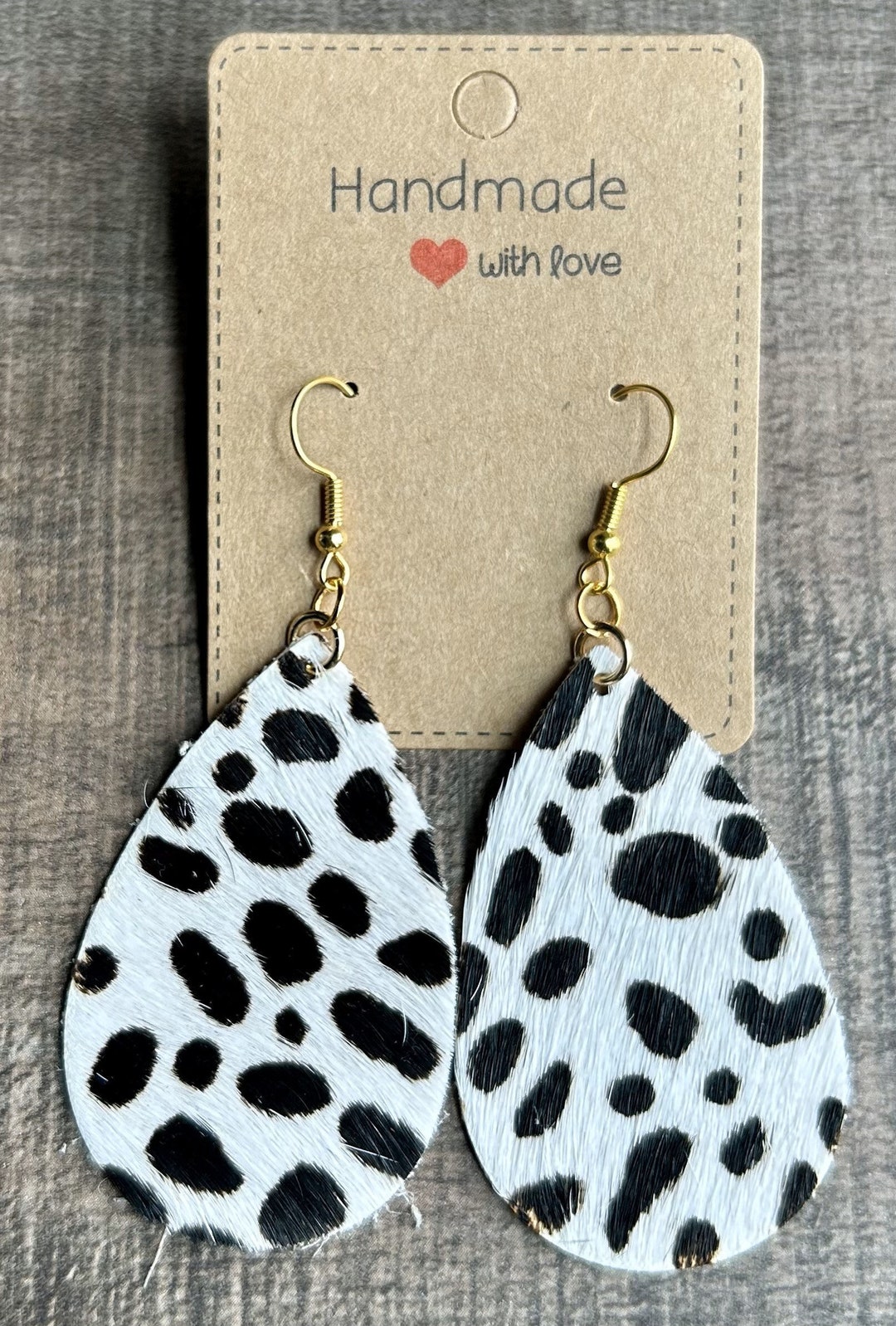 Cow Print Leather Earrings - Etsy