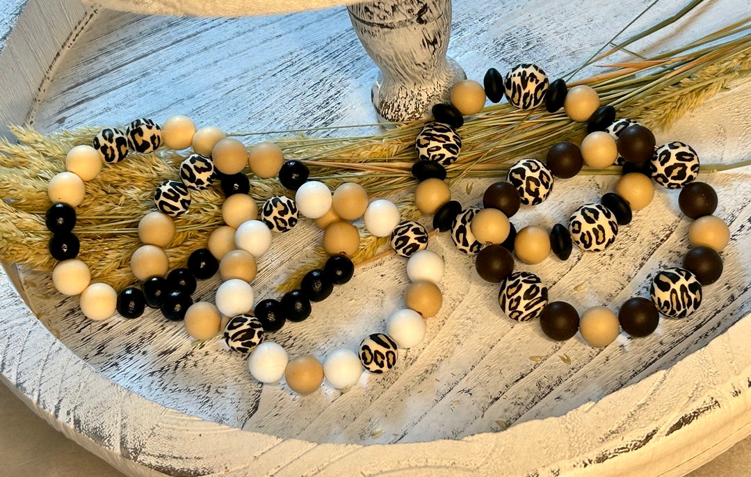 Leopard Print Silicone Bead Bracelet | Leopard Print Jewelry | Leopard ...