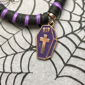 Halloween Clay Bead Bracelet - Rest in Peace (RIP) Coffin Charm (with ...