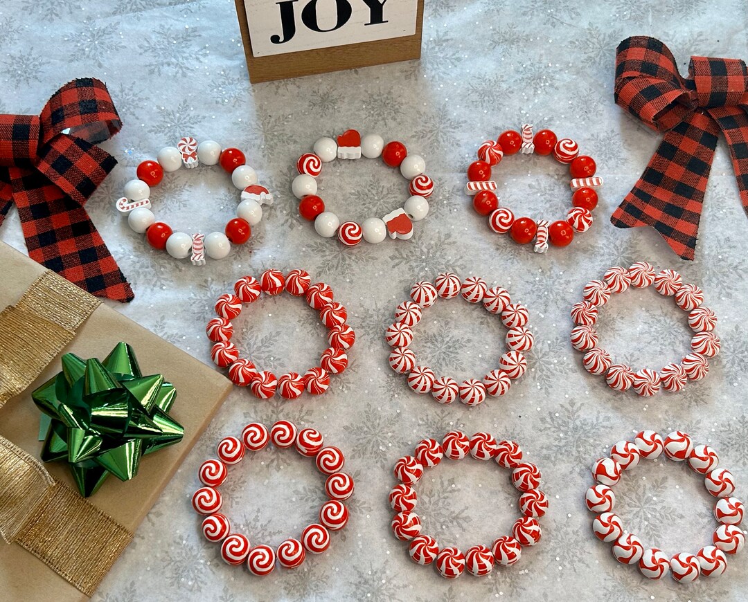Christmas Bracelets Christmas Jewelry Christmas Gifts Wood Bead ...