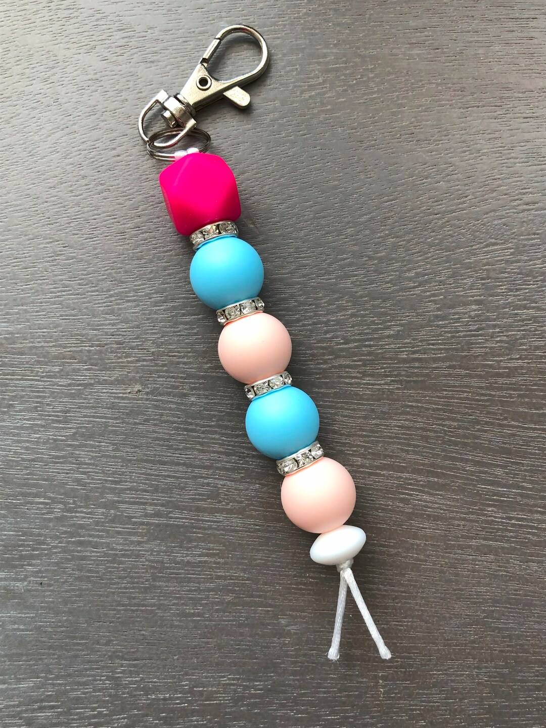 Light Pink & Light Blue Silicone Bead Keychain - Etsy