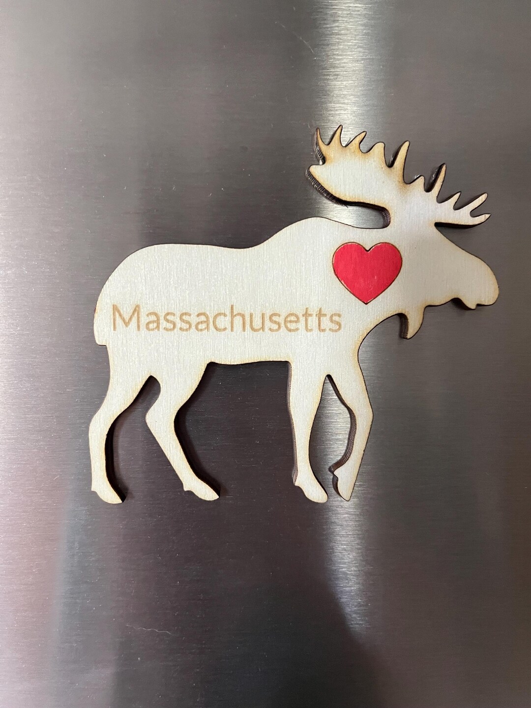 Massachusetts Moose Wooden Magnet - Etsy