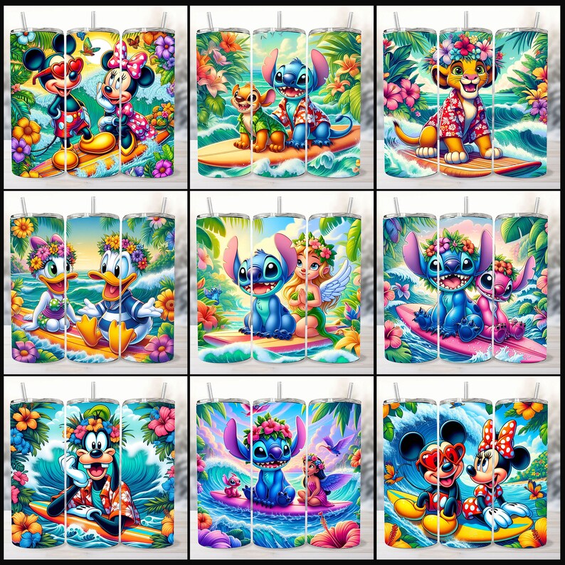 Cartoon Tumbler Bundle, Tropical Summer Cartoon Tumbler Png, All ...