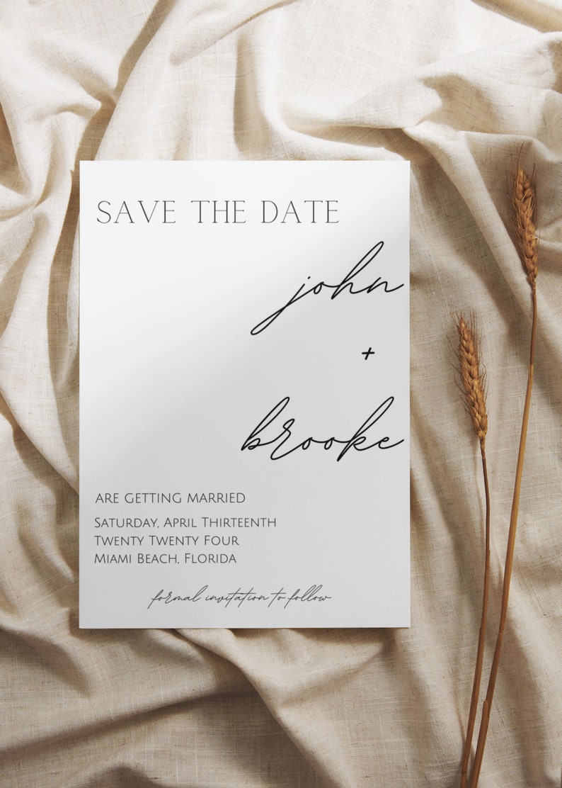 Modern Elegant Save the Date Wedding Template Simple - Etsy