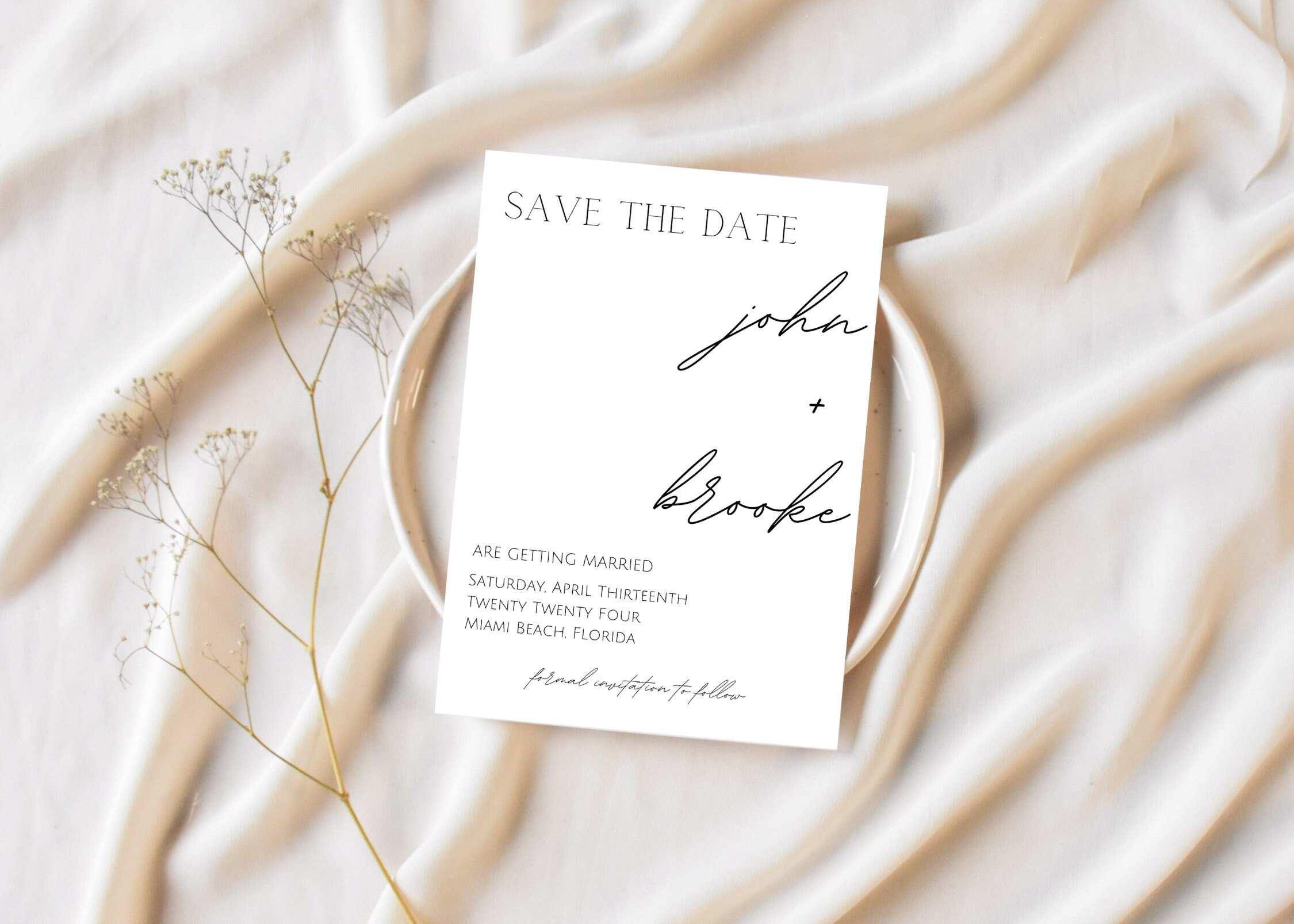 Modern Elegant Save the Date Wedding Template Simple - Etsy