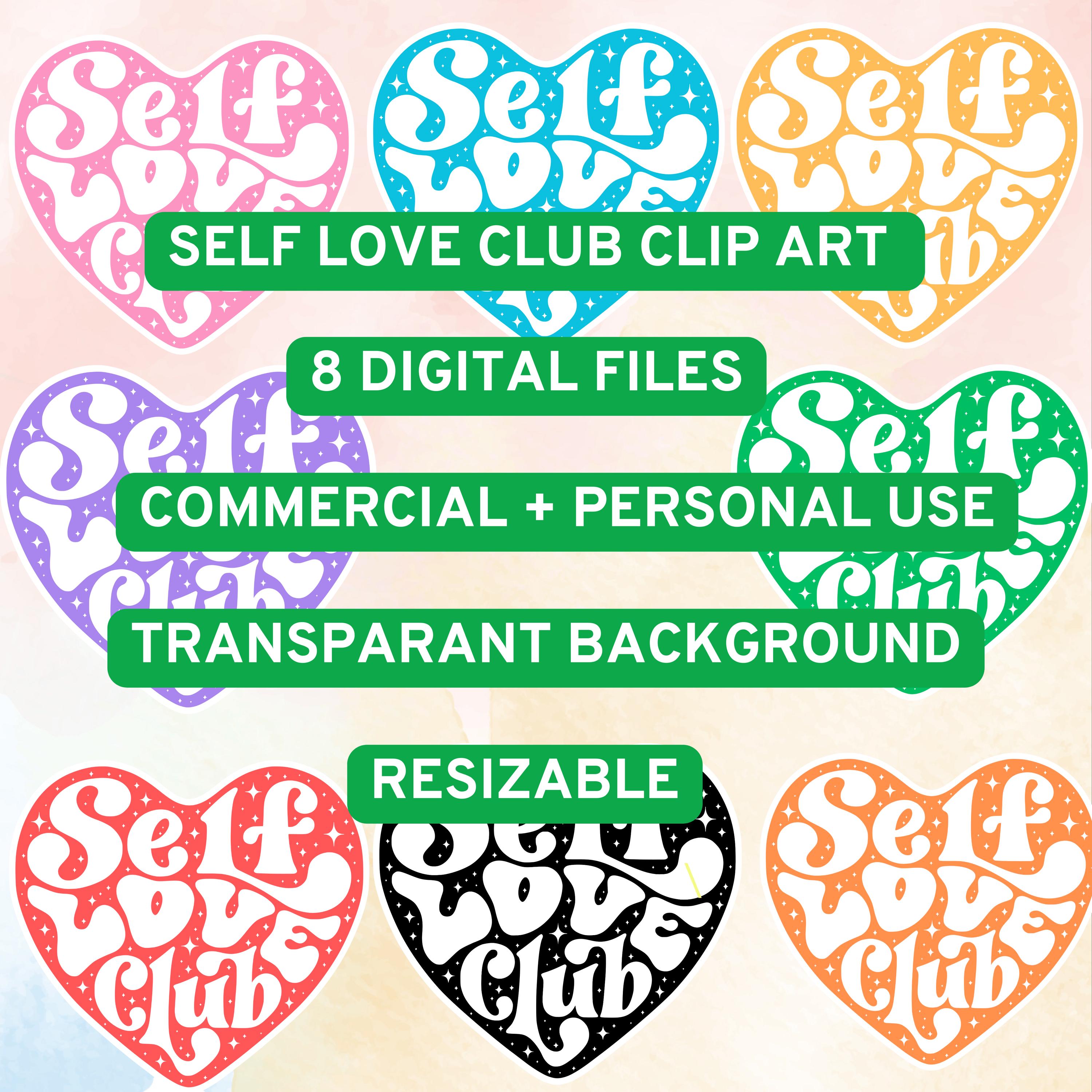 Self Love Club PNG Bundle / DIGITAL DOWNLOAD / 8 Trendy Clip Art Pieces ...