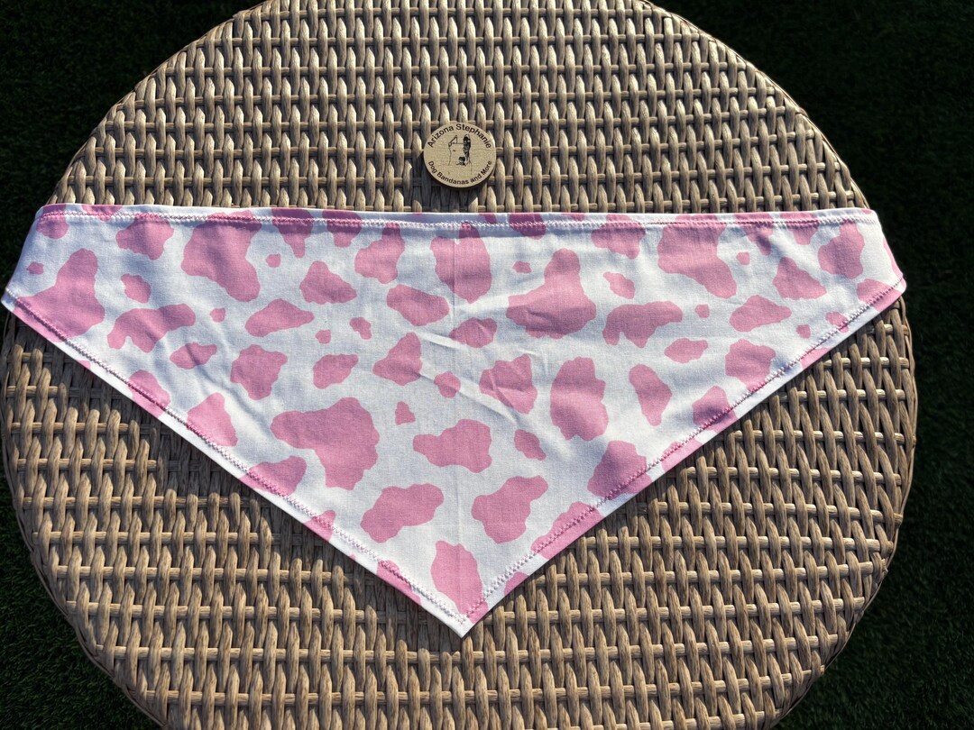 Cow Print Dog Bandana- BLACK OR PINK Cow Bandana, Farm Style Bandana ...