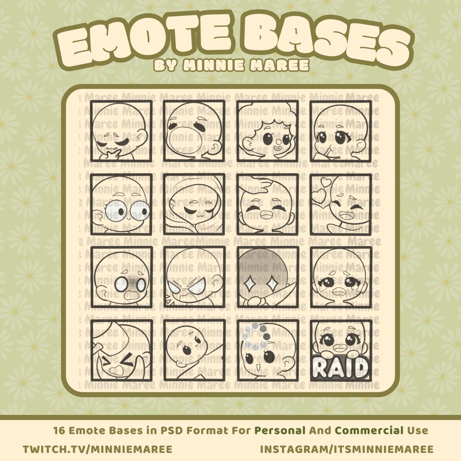 Minnie's Emote Base Pack | 16 DIY Bases for Twitch, Discord or Youtube ...