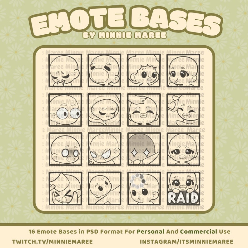 Minnie's Emote Base Pack | 16 DIY Bases for Twitch, Discord or Youtube ...