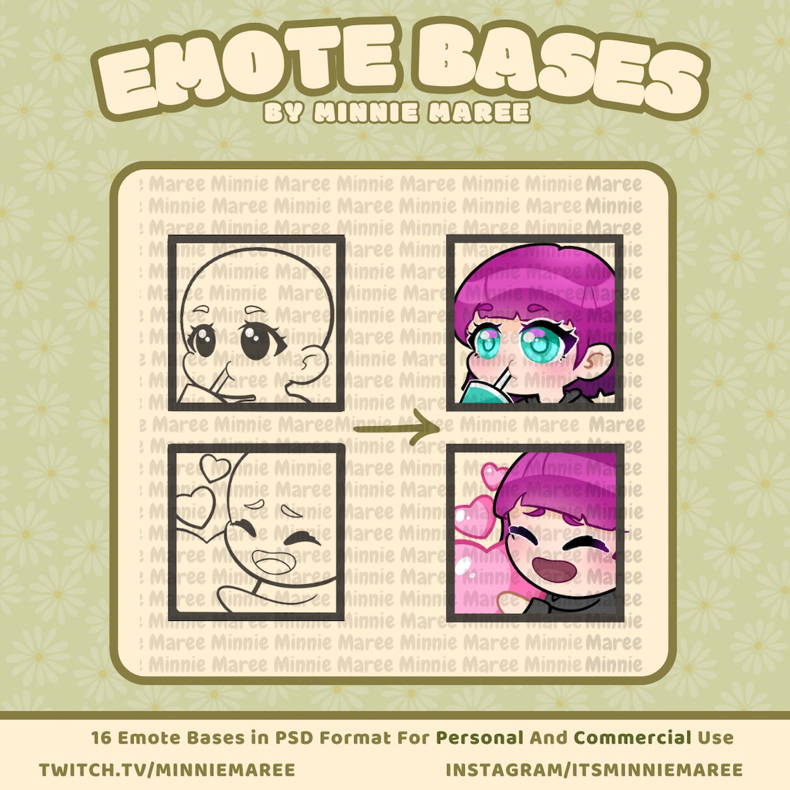 Minnie's Emote Base Pack | 16 DIY Bases for Twitch, Discord or Youtube ...