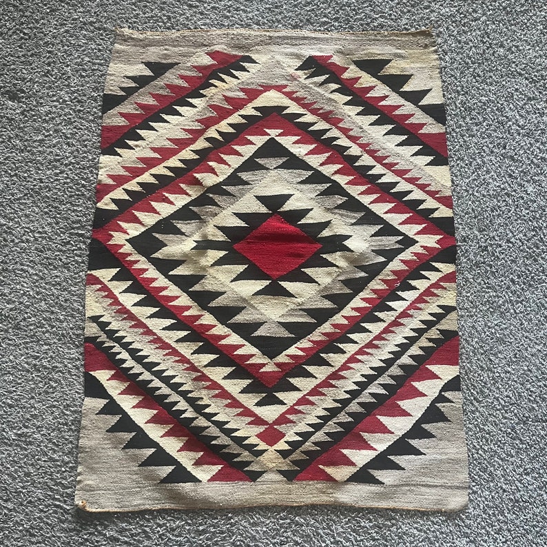 Vintage Navajo Rug Blanket Indian Native American Wool 1930s 1940s 44 X ...