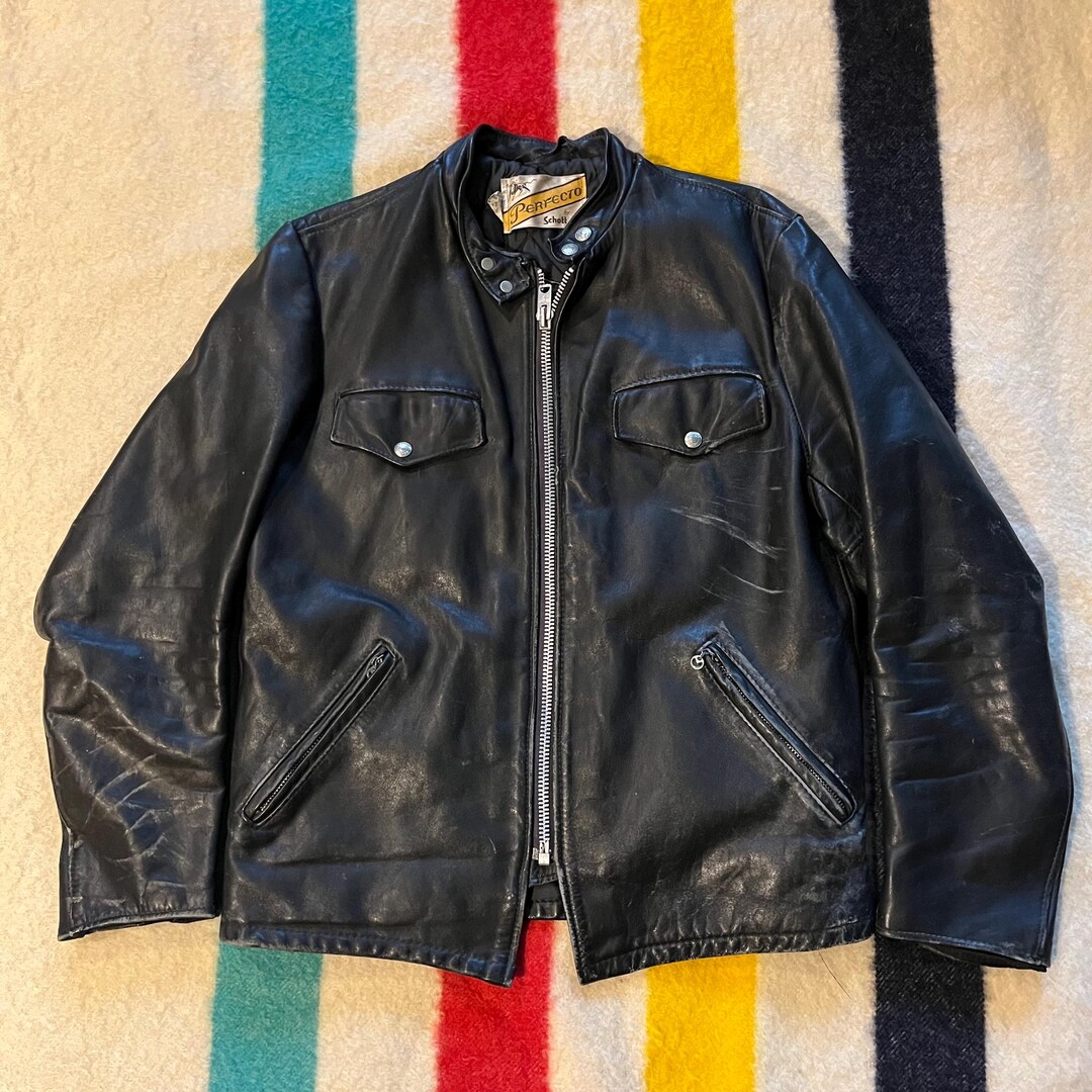 Schott Perfecto Leather Cafe Racer Moto Motorcycle Jacket - Etsy