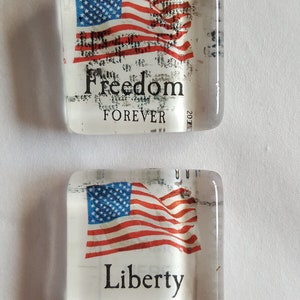 Set of 4 US Flag Magnets Freedom Liberty Equality Justice Postage Stamp ...