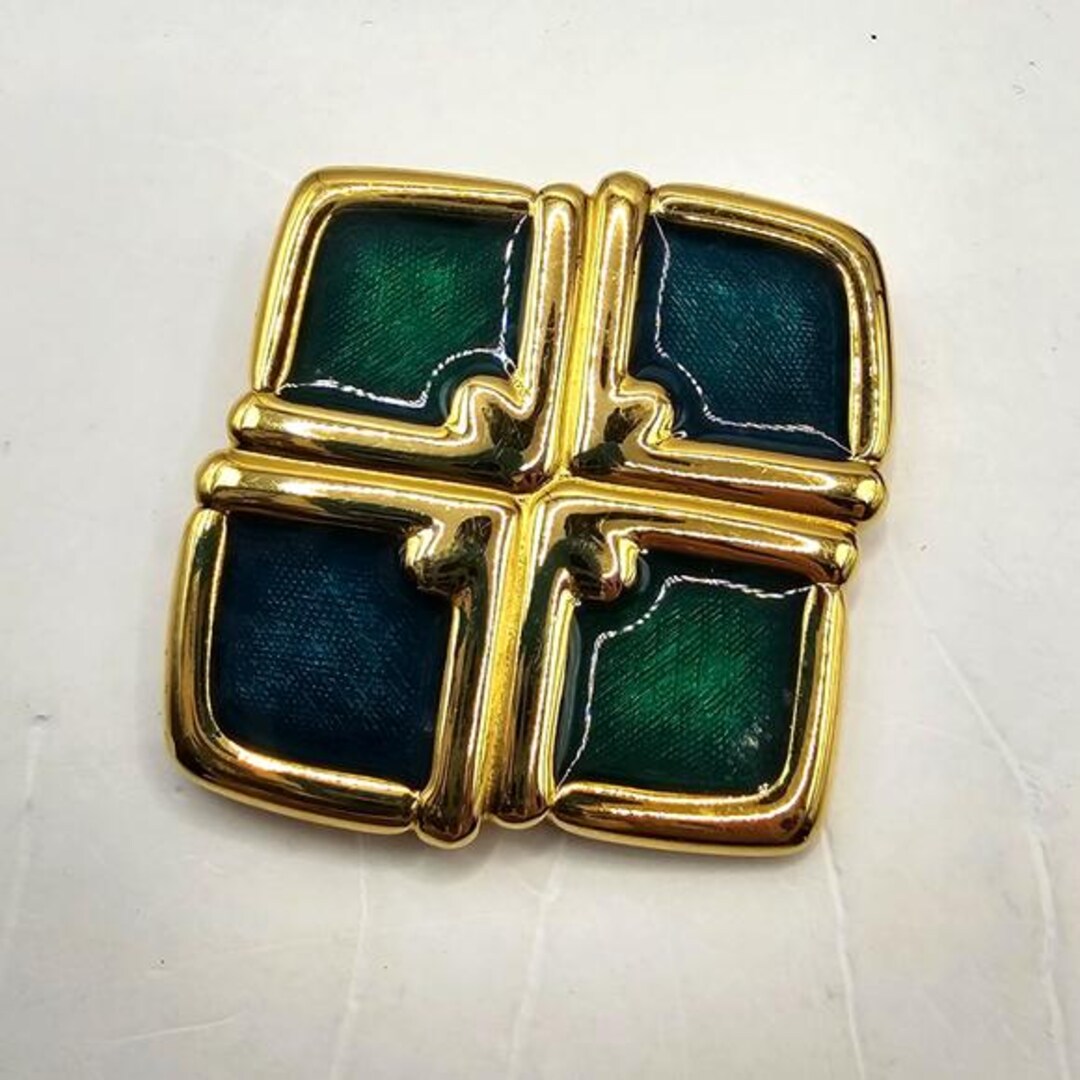 80's Designer Signed Monet Maltese Cross Style Lapel Pin Blue Green ...