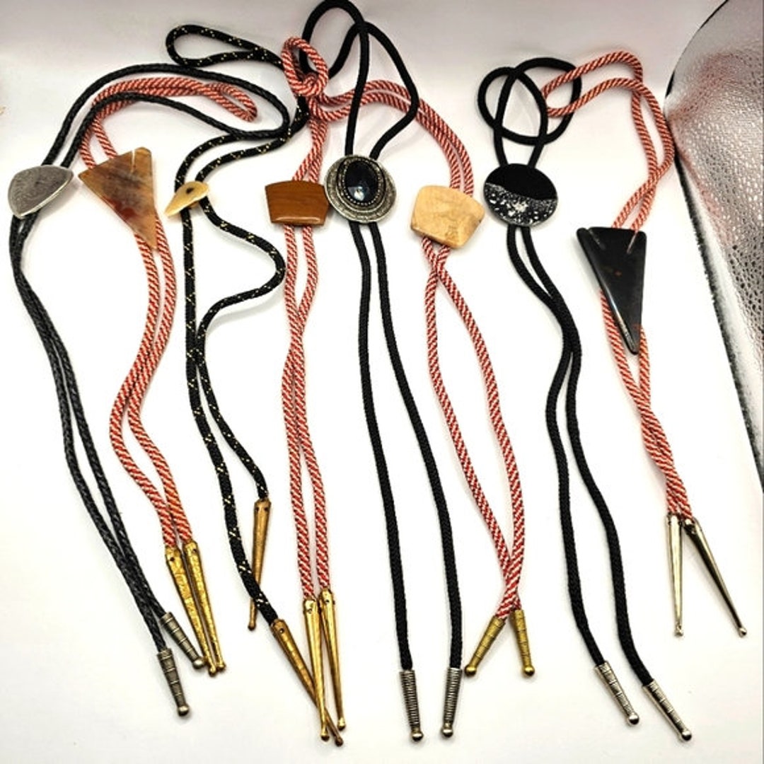Lot of 8 Western Stone Bolo Lariat Tie Men's Accessories Metal Silver ...