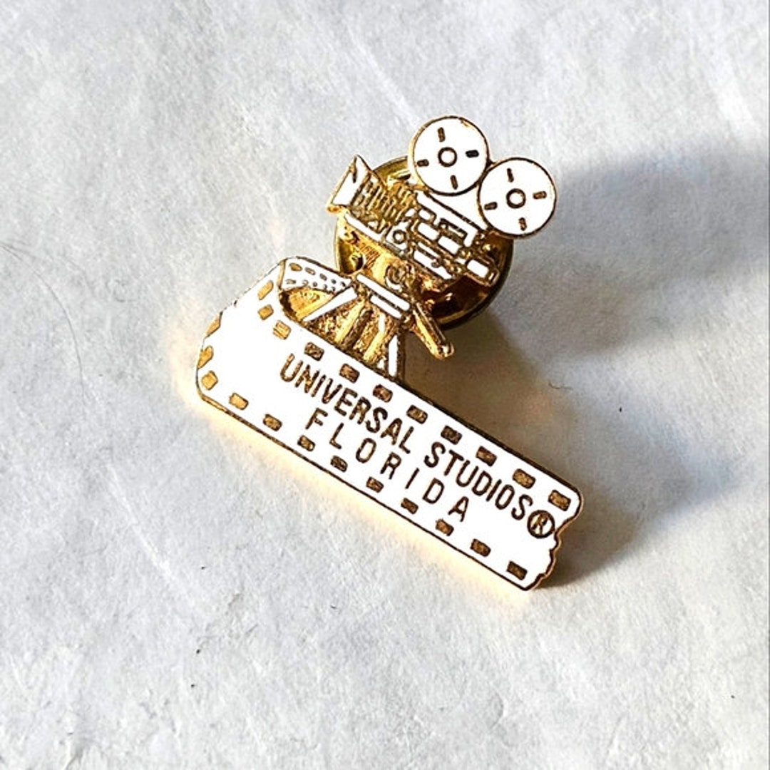 90's Universal Studios Florida Movie Camera Lapel Pin Souvenir Gold ...