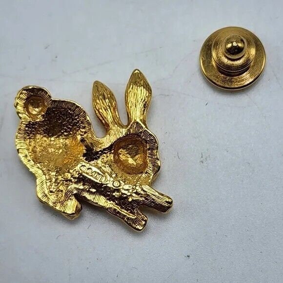 1992 Avon Rhinestone Rabbit Lapel Pin Figural Designer Signed Statement ...