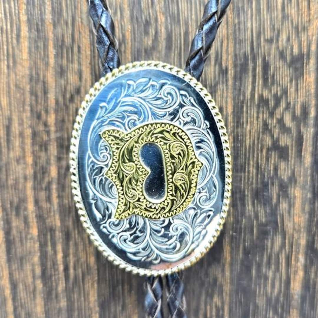 NIB Western Montana Silversmiths Bolo Lariat Tie Initial D Men's ...