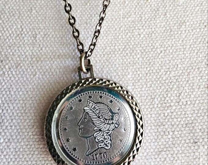 Bicentennial 1776 Twenty D Coin Silver Tone Pendant Necklace Statement ...