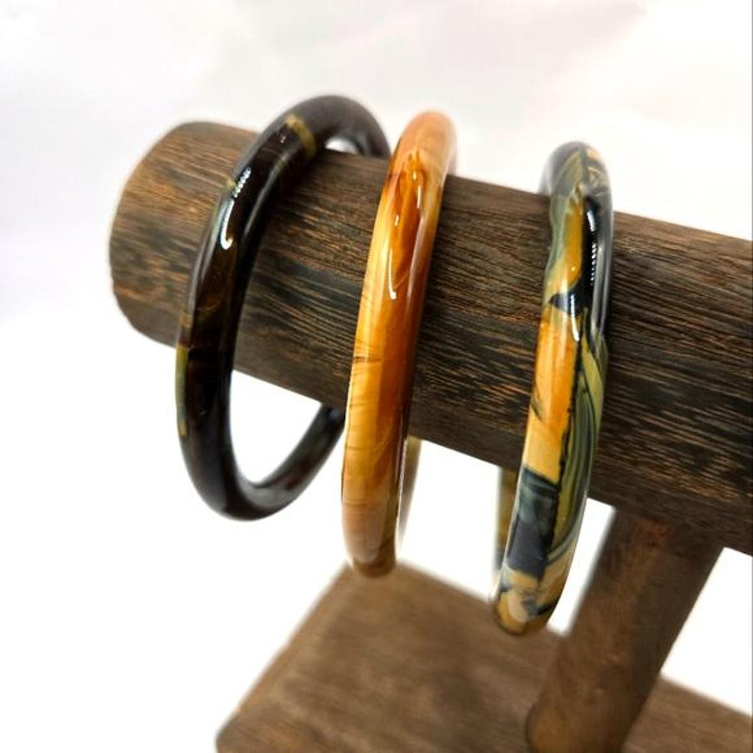 Lot of 3 Natural Stone Marble Bracelet Bangle Dangle Multicolor Costume ...