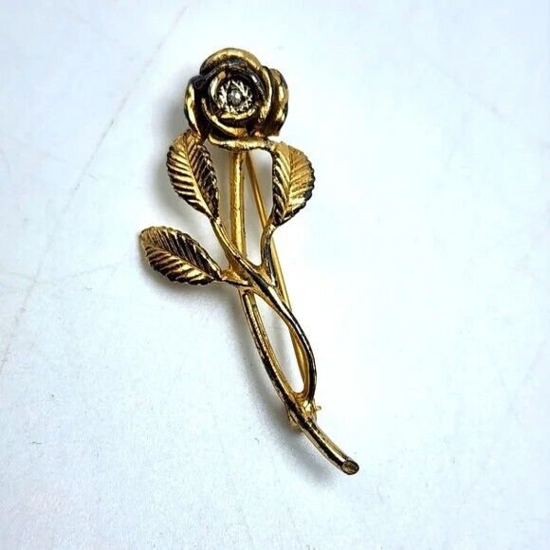 Avon Anniversary Diamond Rose Lapel Pin Diamond Accent Sterling Stamped ...