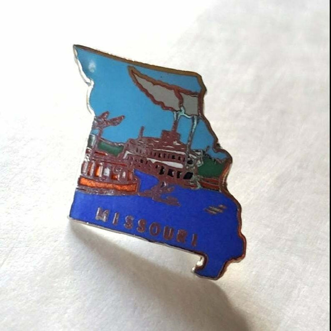 80's Missouri Lapel Pins Enamel River Boat State Souvenir Brooches ...