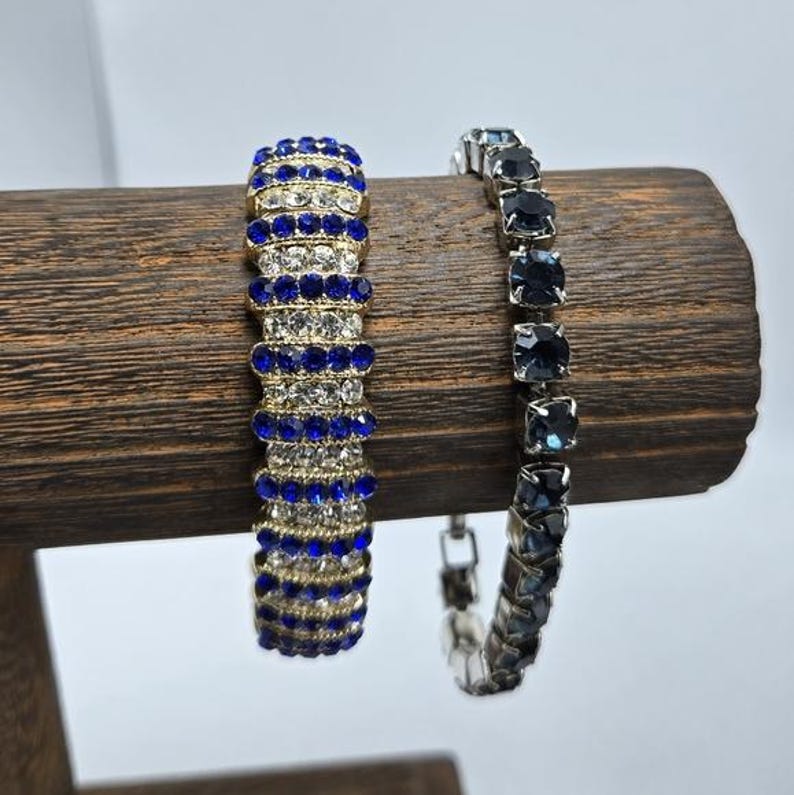 Conjunto de 12 piezas de joyería vintage a moderna con pedrería azul y ...