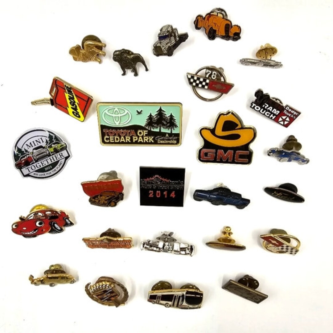 Lot of 25 Vehicle Motor Lapel Pins Dodge Rivian Transam Mini Cooper GMC ...