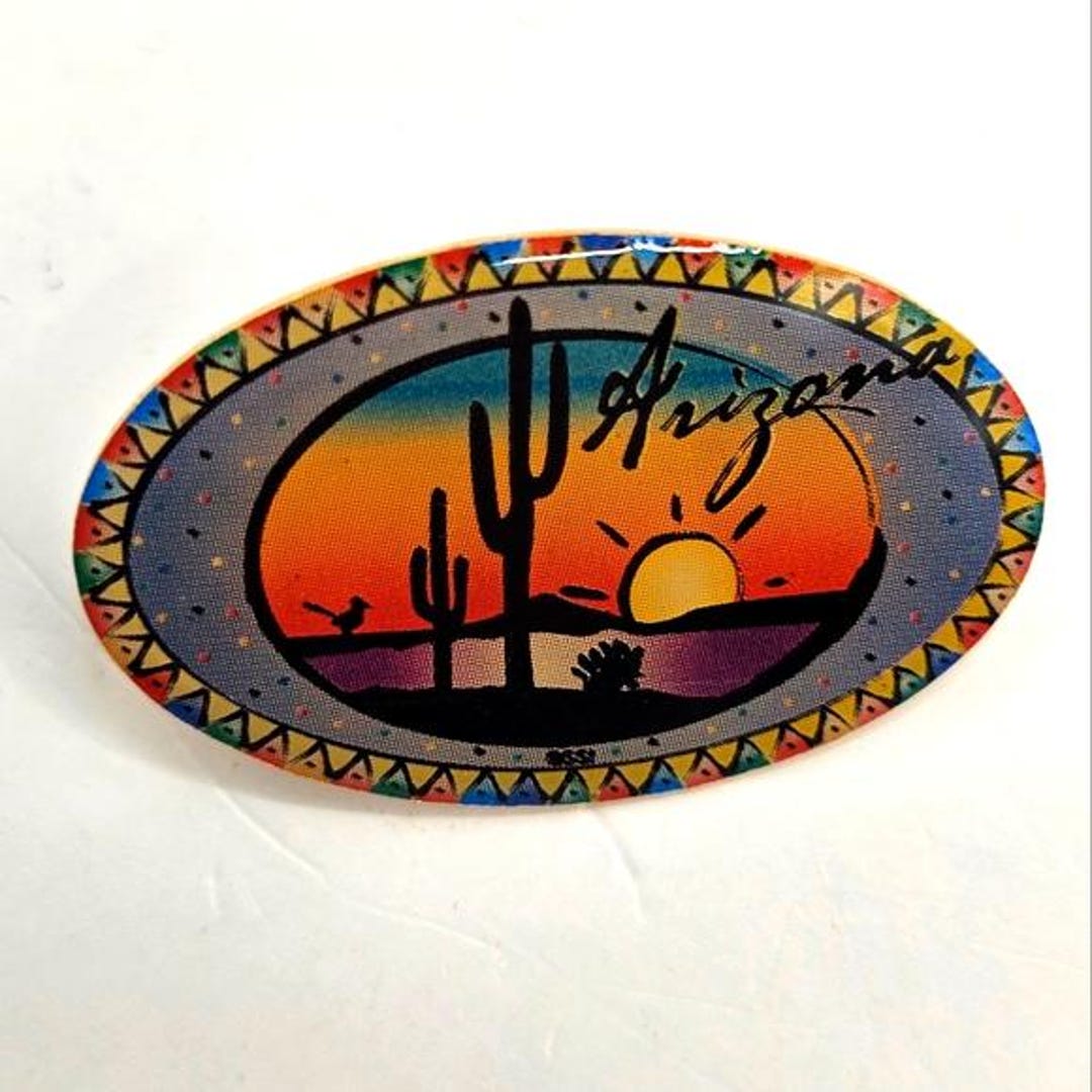80's Arizona Lapel Pin Cactus Souvenir Travel Button Pinback Fashion ...
