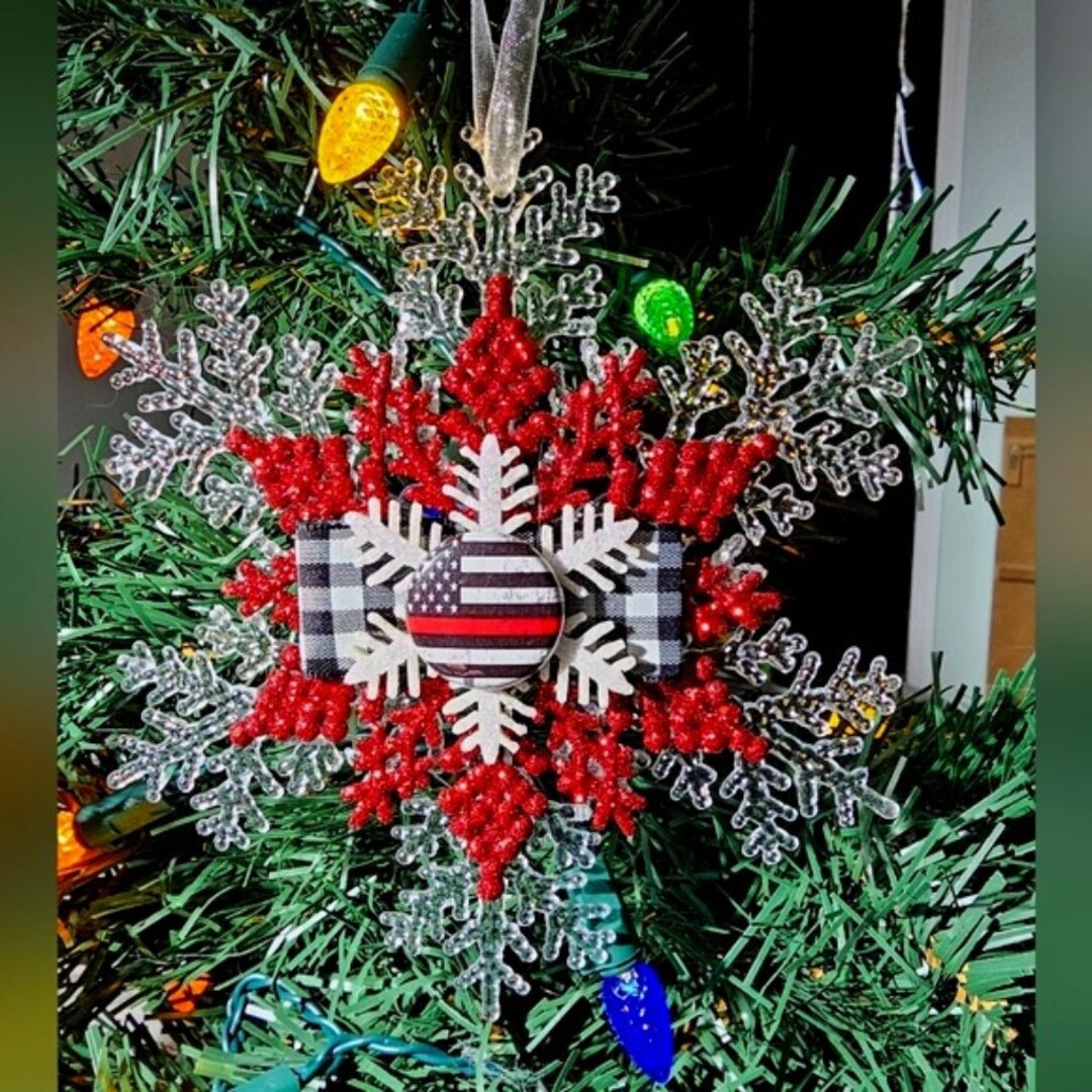 Thin Red Line Ornament Firefighter Support First Responders Souvenir ...