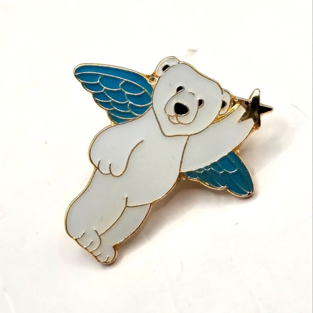 80's Alaska Polar Bear Angel Lapel Pin Figural Alaska Souvenir Pinback ...