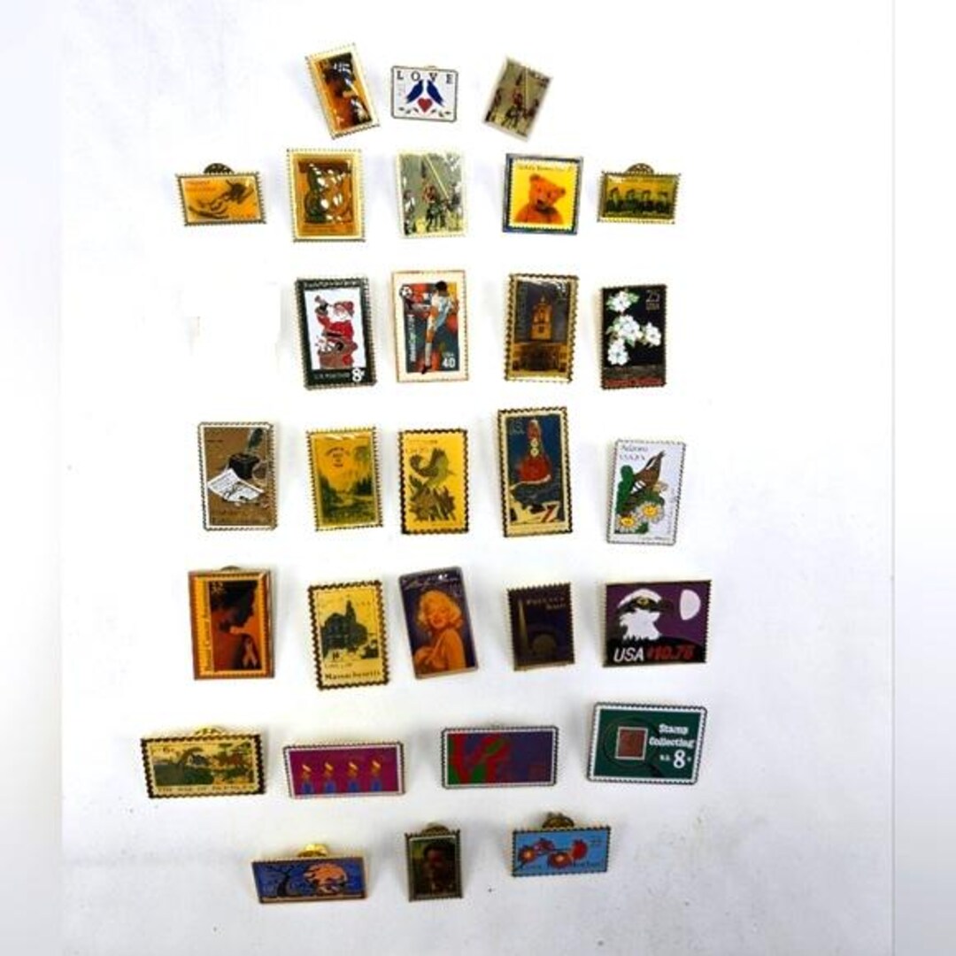 Lot of 29 USPS Postage Stamp Collectable Lapel Pins States 9-11 Love ...